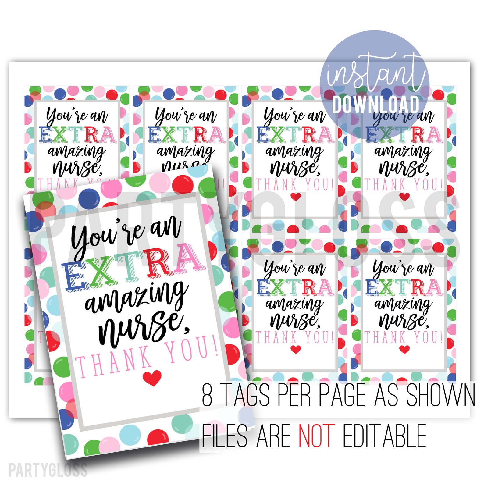 Nurse Appreciation Printable Tag Gum Tags Extra Tags - Etsy
