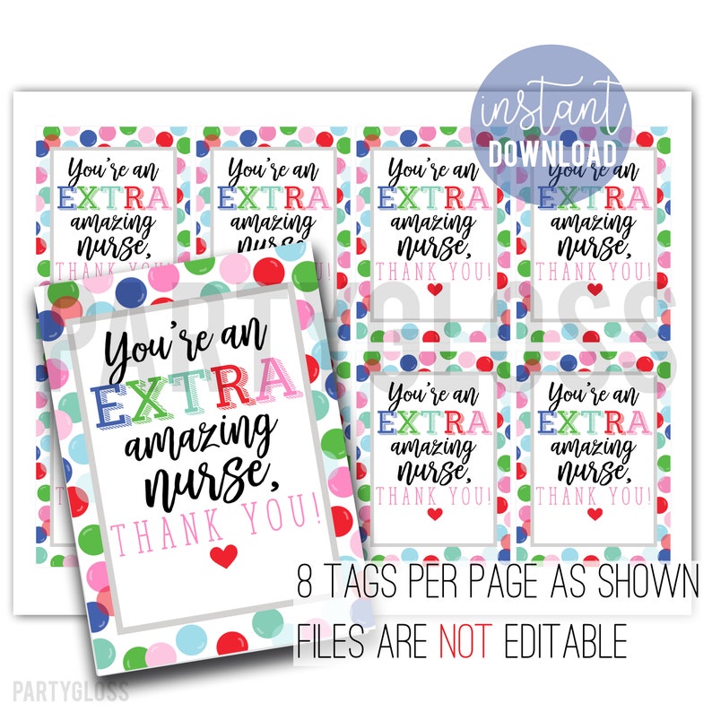 Nurse Appreciation Printable Tag Gum Tags Extra Tags - Etsy