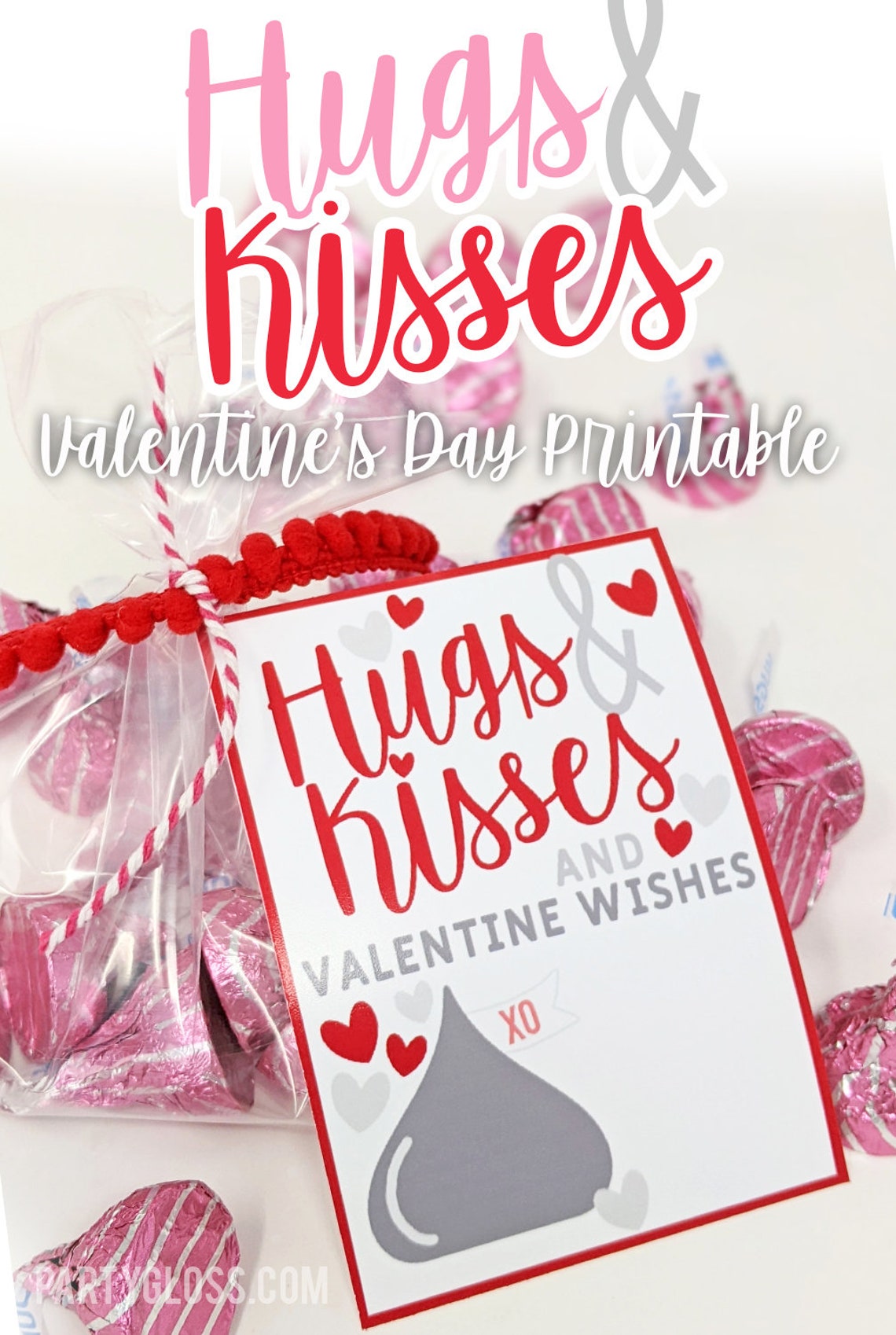 Hugs and Kisses Valentine's Day Printable Tags Valentine - Etsy
