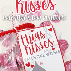 Hugs and Kisses Valentine's Day Printable Tags Valentine Class Team ...