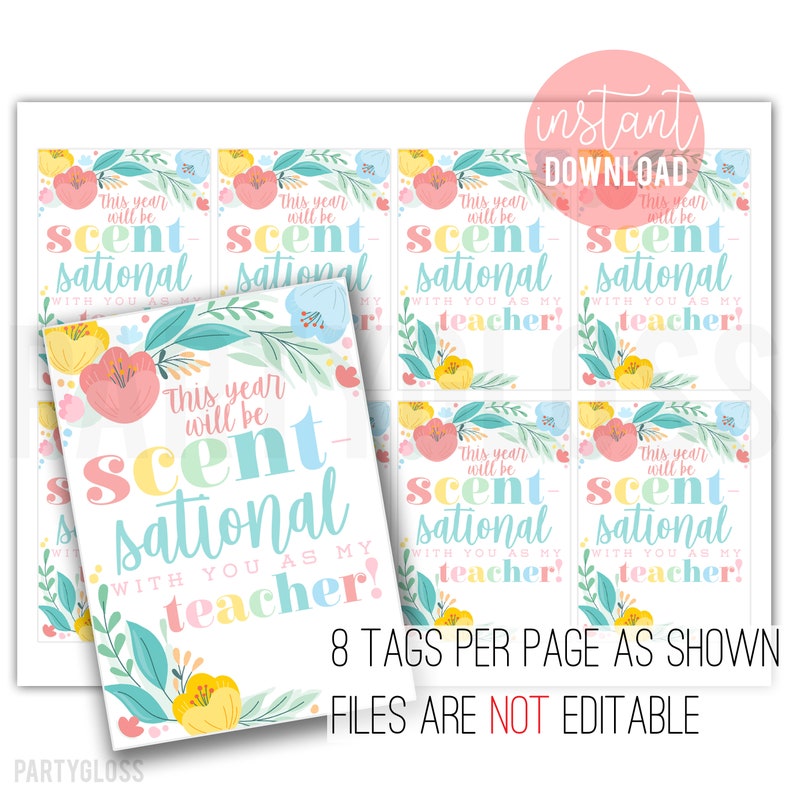 Teacher Back to School Printable Gift Tags, Scentsational Teacher Scent ...