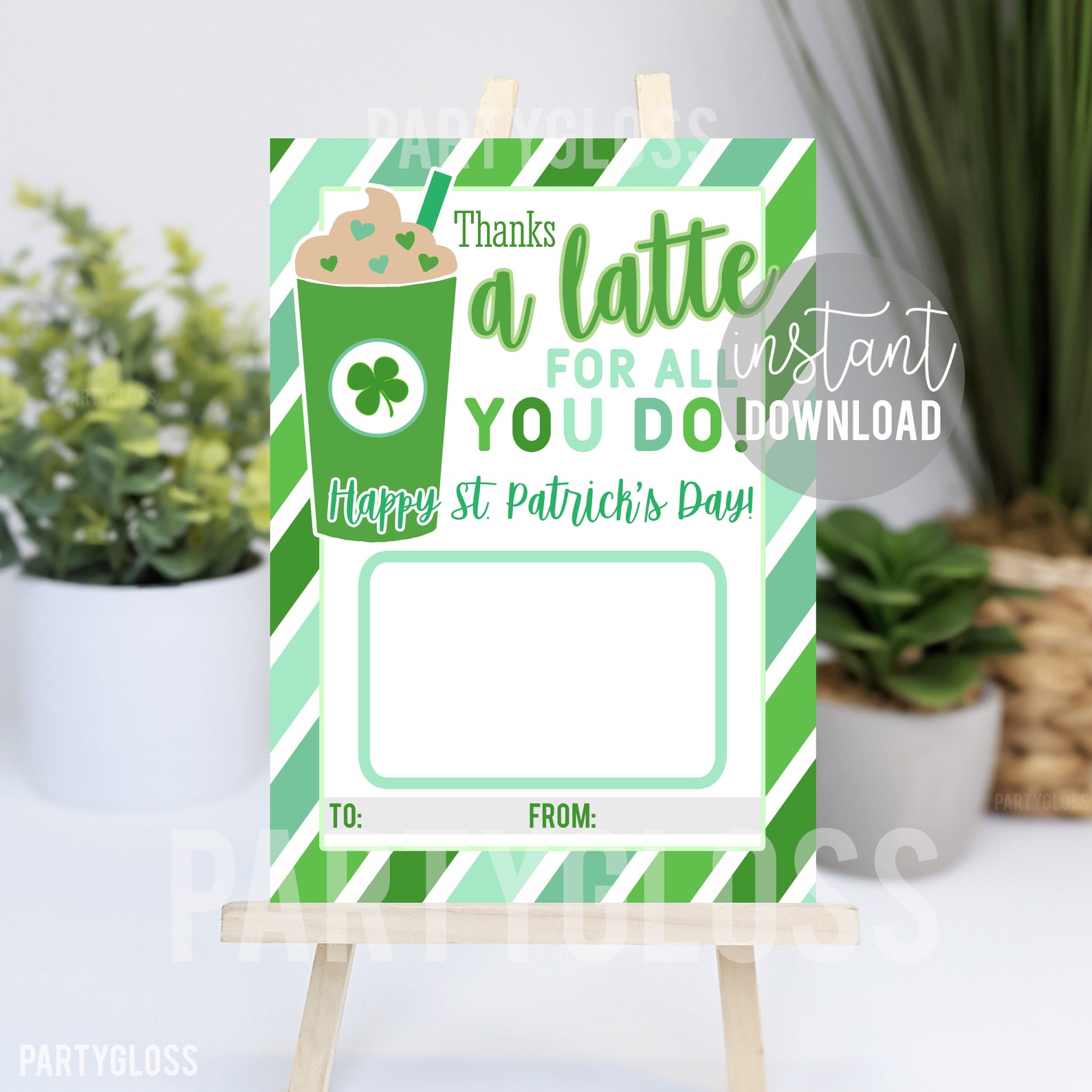 St. Patrick's Day Coffee Printable Gift Card Holder | Etsy