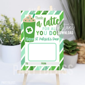 St. Patrick's Day Coffee Printable Gift Card Holder, Teacher Gift Card ...