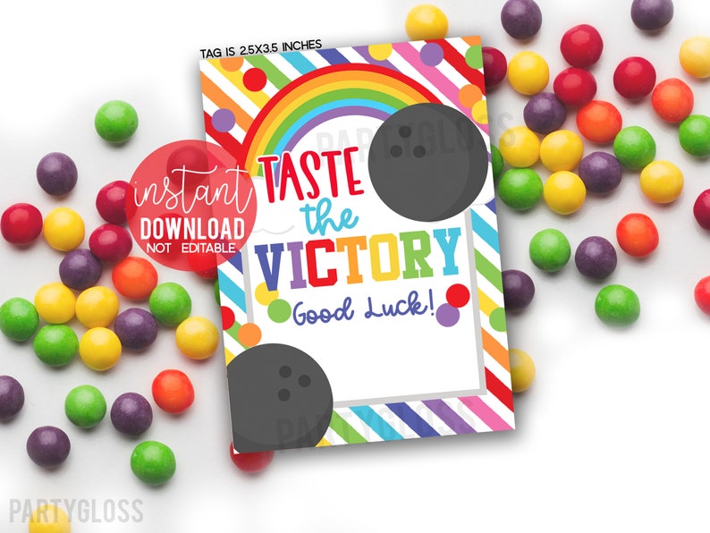 Bowling Taste the Victory Printable Gift Tags, Good Luck Tournament Big ...