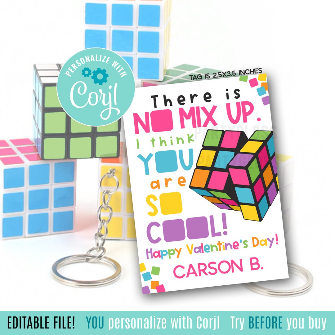 Editable Puzzle Cube Valentine's Day Printable Tags Valentine ...