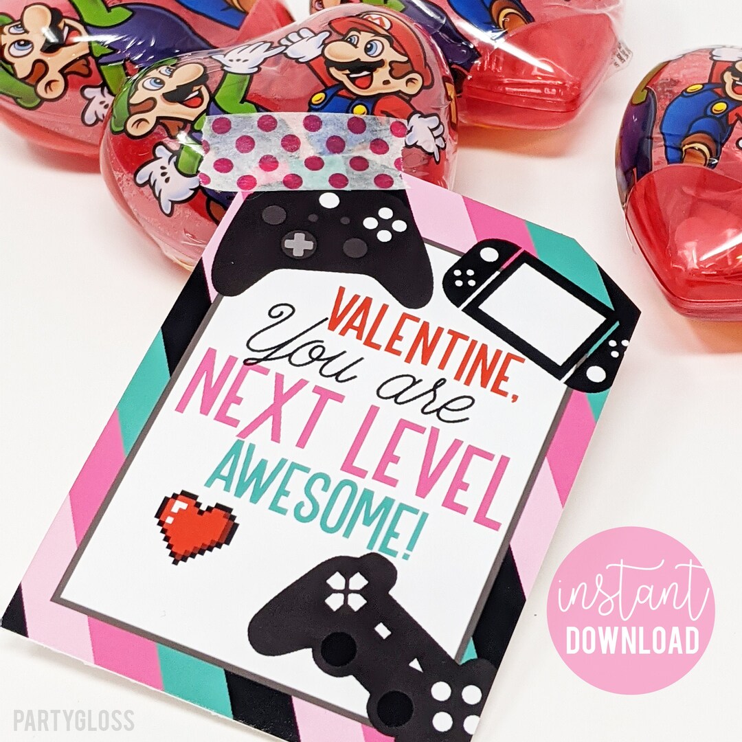 Video Game Valentine's Day Printable Tags Gamer Girl You Are Next Level ...