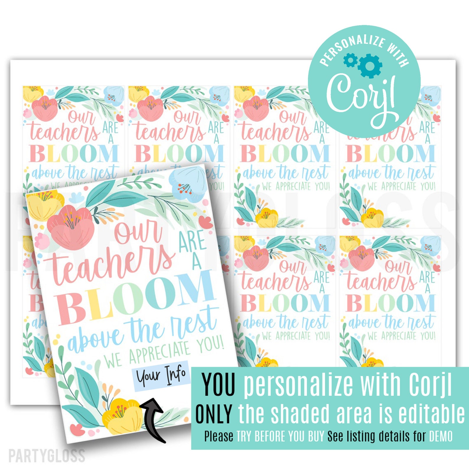 Editable Teacher Appreciation Printable Tags Our Teachers - Etsy