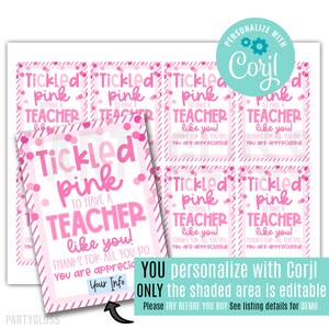 Editable Teacher Appreciation Printable Tag | Tickled Pink Teacher Like ...