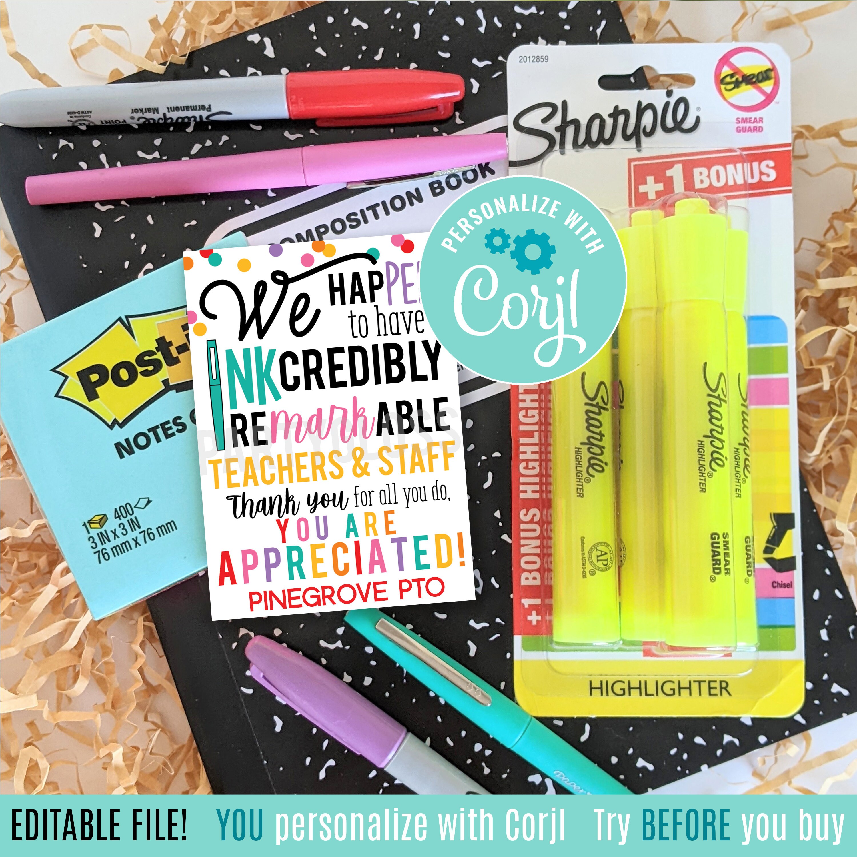 Editable Teacher Appreciation Printable Gift Tags, Inkcredibly ...