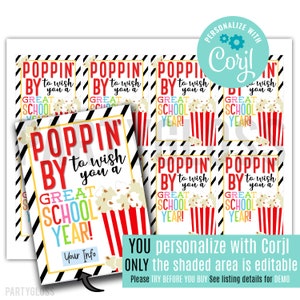Editable Back to School Popcorn Printable Gift Tags, Poppin' Good ...