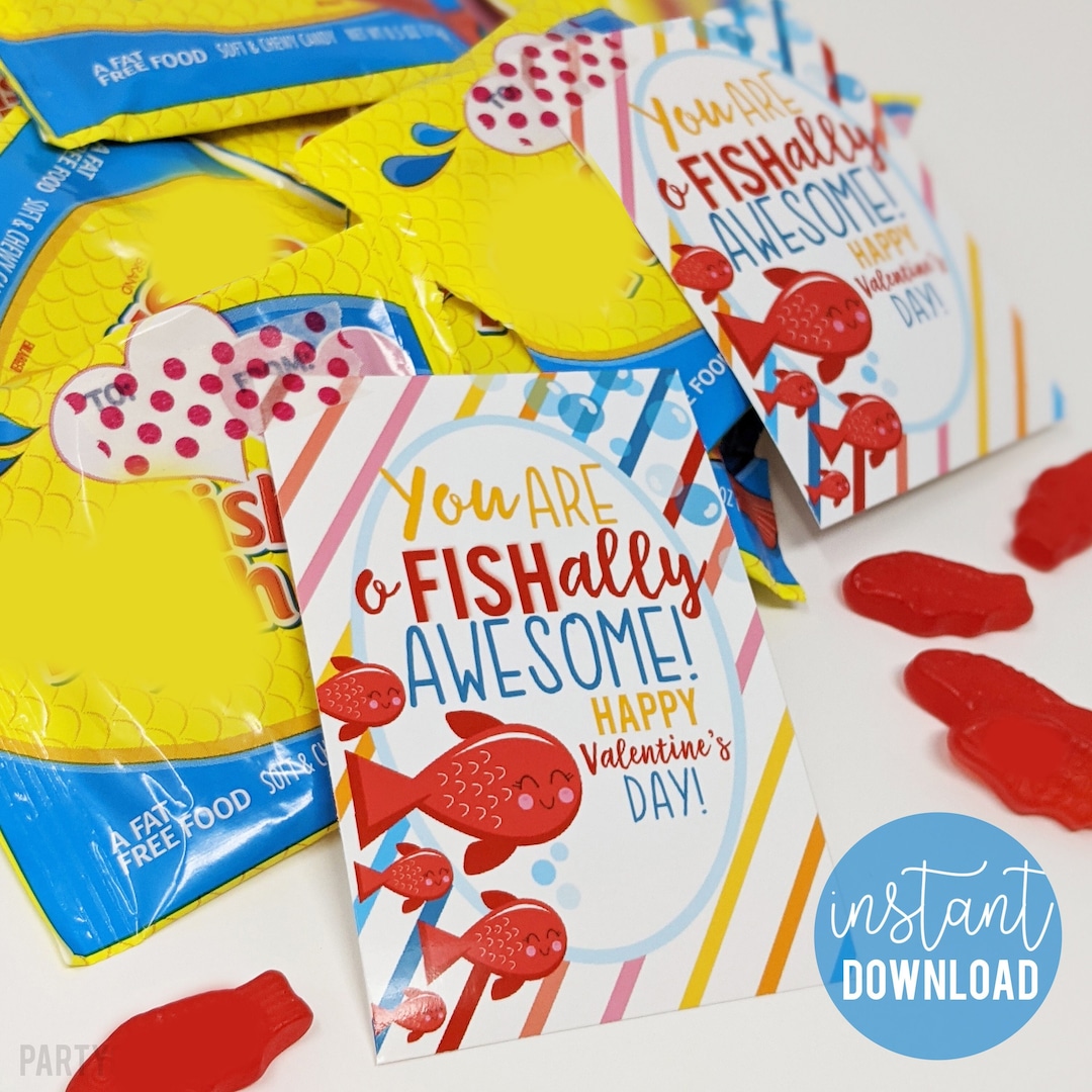 Fish Valentine's Day Printable Tag Swedish Valentine Class Valentine ...