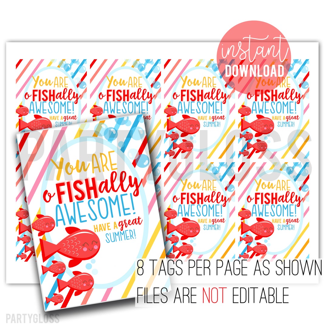 End of the Year Fish Candy Printable Tag Swedish Tag Class - Etsy