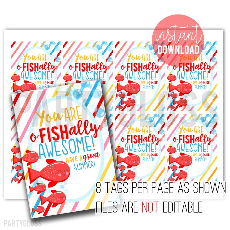 End of the Year Fish Candy Printable Tag Swedish Tag Class - Etsy