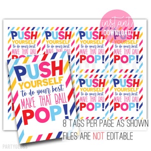 Sports Team Push Yourself Make That Ball Pop Printable Gift Tags Good ...