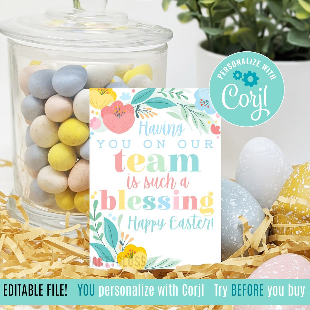 Editable Team Appreciation Printable Easter Tag | Staff Gift Tag ...