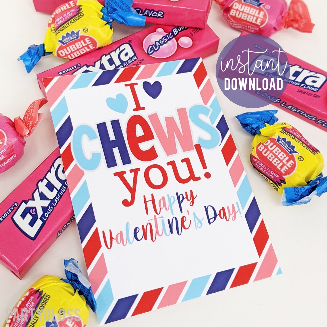 I Chews You Valentine's Day Printable Tags Chewy Valentine - Etsy