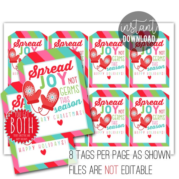 Spread Joy Not Germs Printable Tags Sanitizer Soap Gift Tag | Etsy