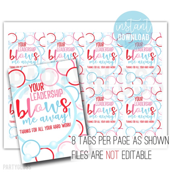 Leadership Appreciation Printable Tag Employee Tags Gift - Etsy