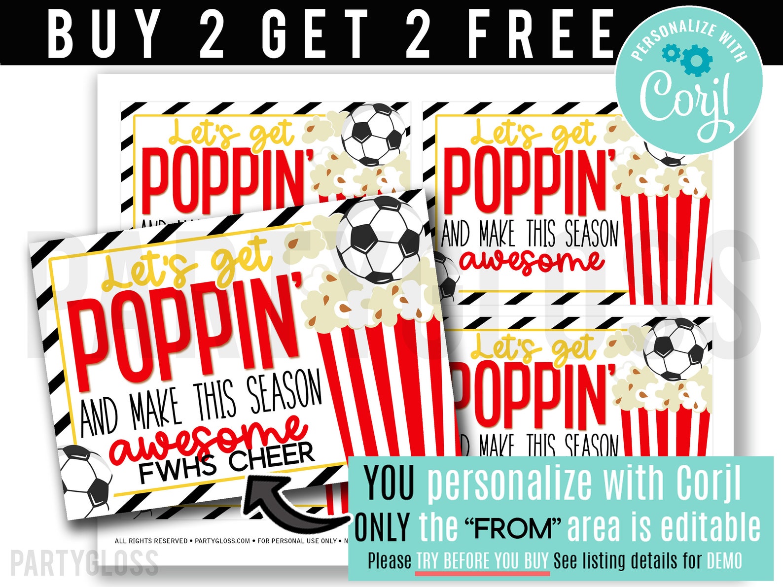 Editable Soccer Team Printable Tag Microwave Popcorn Card - Etsy