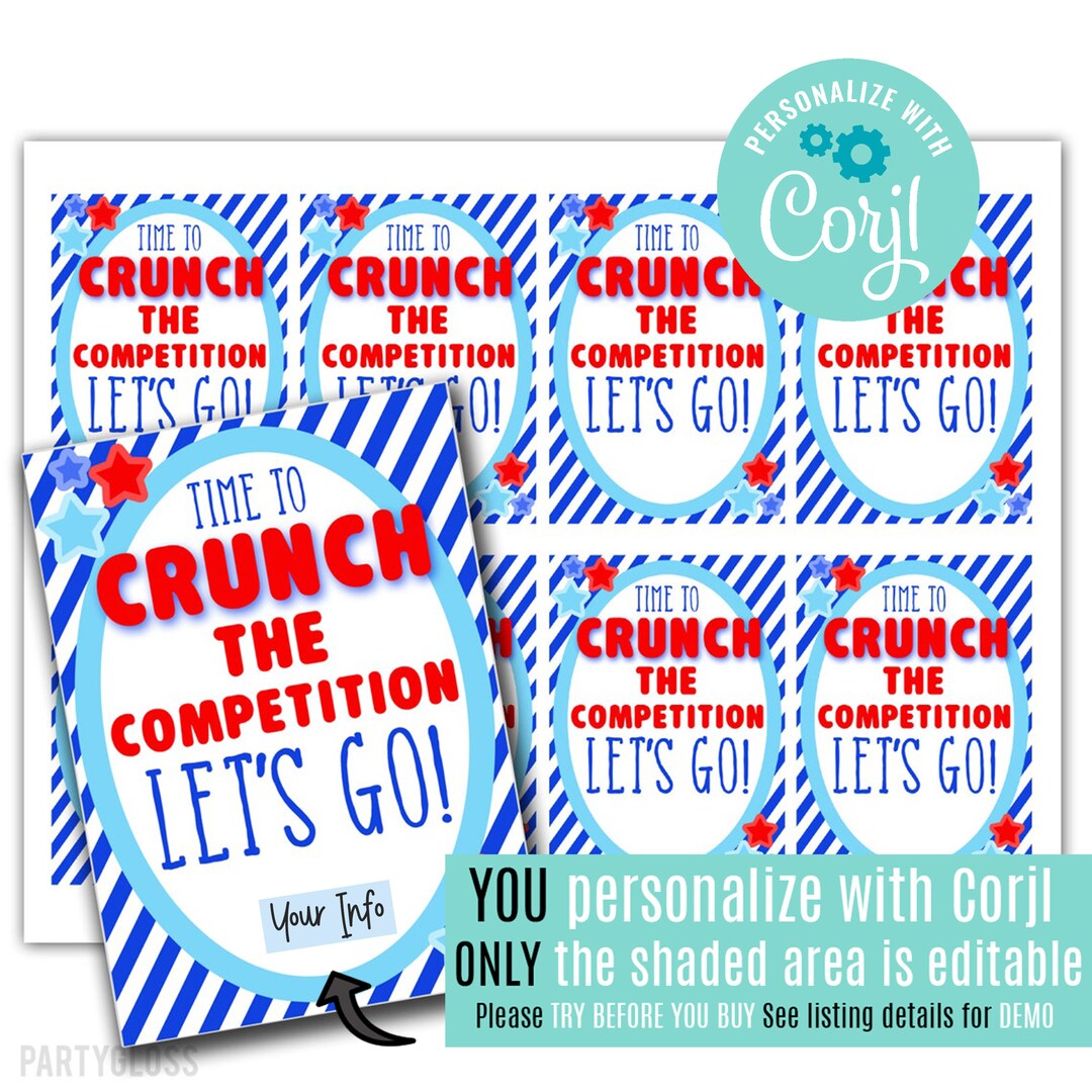 Editable Crunch the Competition Printable Tag | Team Gift | Team ...