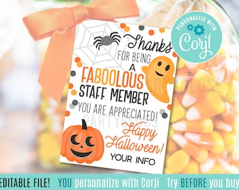Halloween Appreciation Tag Printable / Staff Appreciation / - Etsy