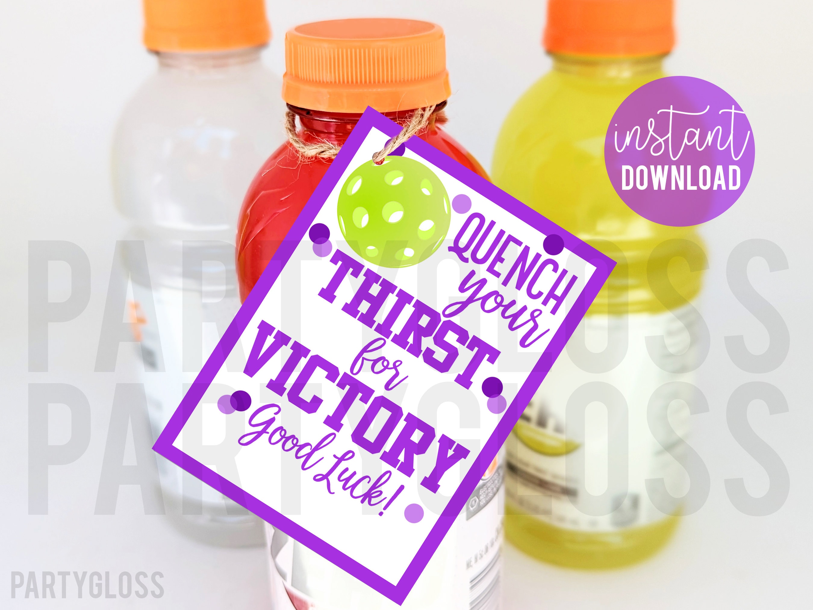 Purple Pickleball Good Luck Printable Tags Quench Your Thirst for ...