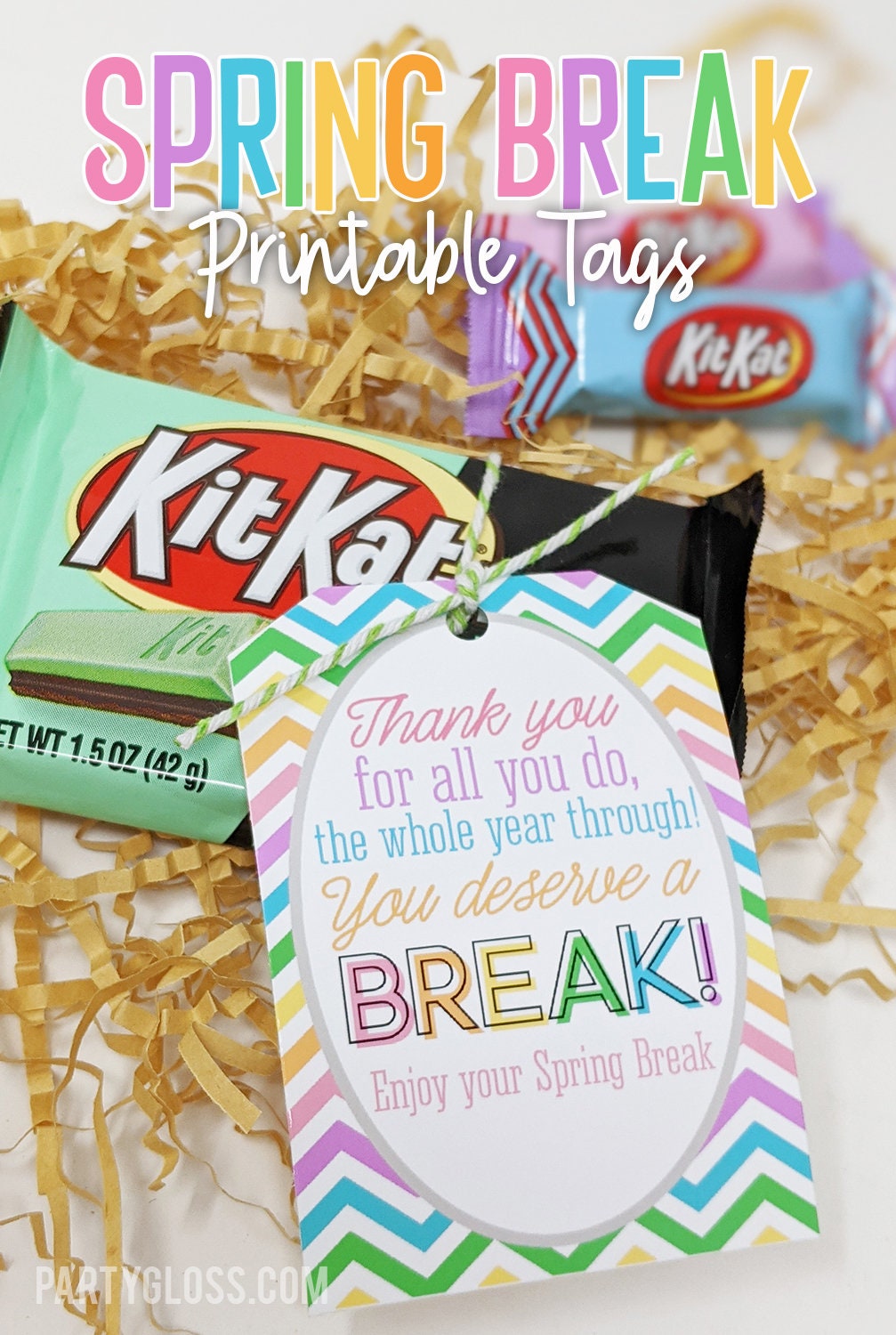 Spring Break Teacher Appreciation Printable Gift Tags, Pastel Chocolate ...