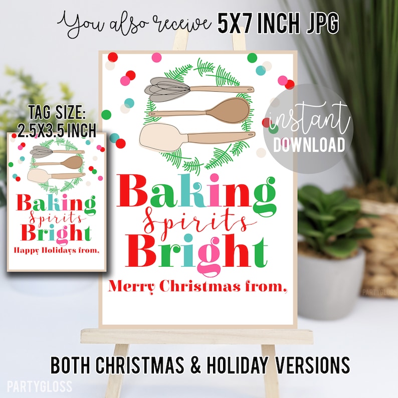 Baking Spirits Bright Printable Tags Baked Goods Tag - Etsy
