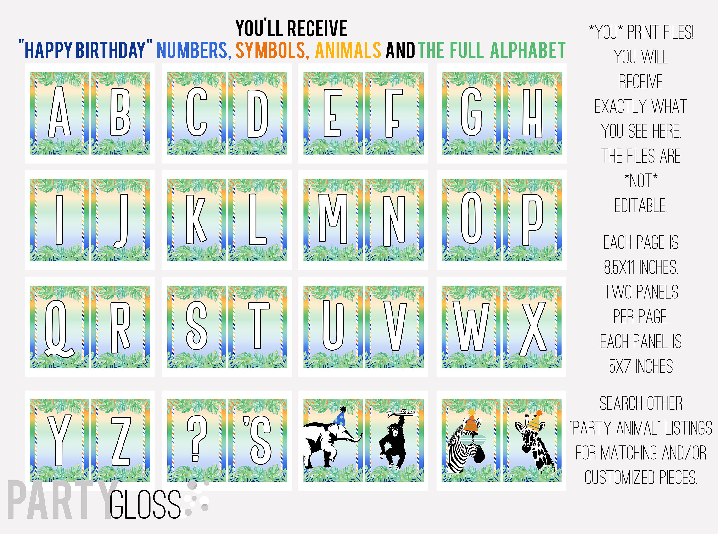 Party Animals Instant Download Birthday Party Package | Party Animal ...