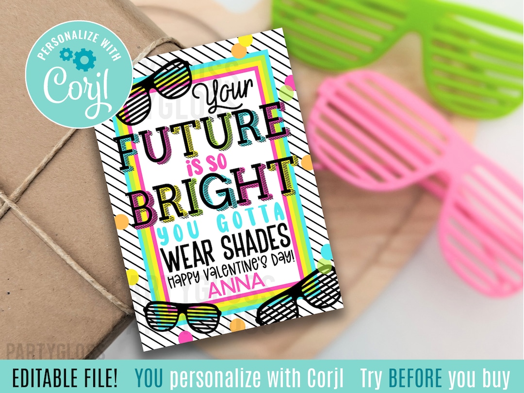Editable Shades Valentine's Day Printable Tags, Non Food, Future so ...