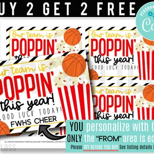 Editable Basketball Printable Good Luck Tags Our Team is Poppin ...