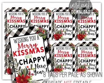 Christmas PRINTABLE 'merry Kissmas and Chappy New Year Gift Tags ...