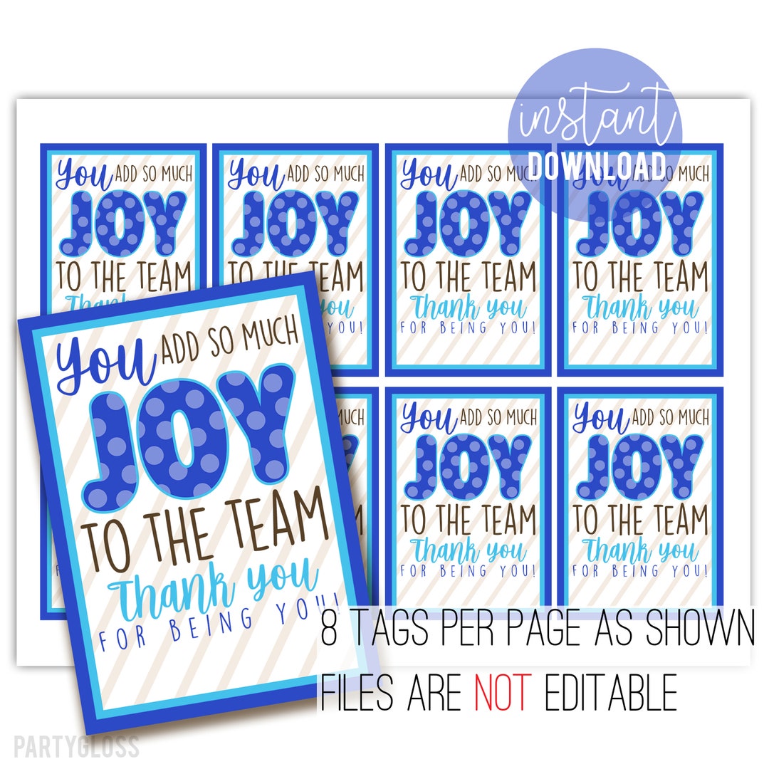 Team Member Appreciation Printable Tag | Printable Joy Team Tags ...