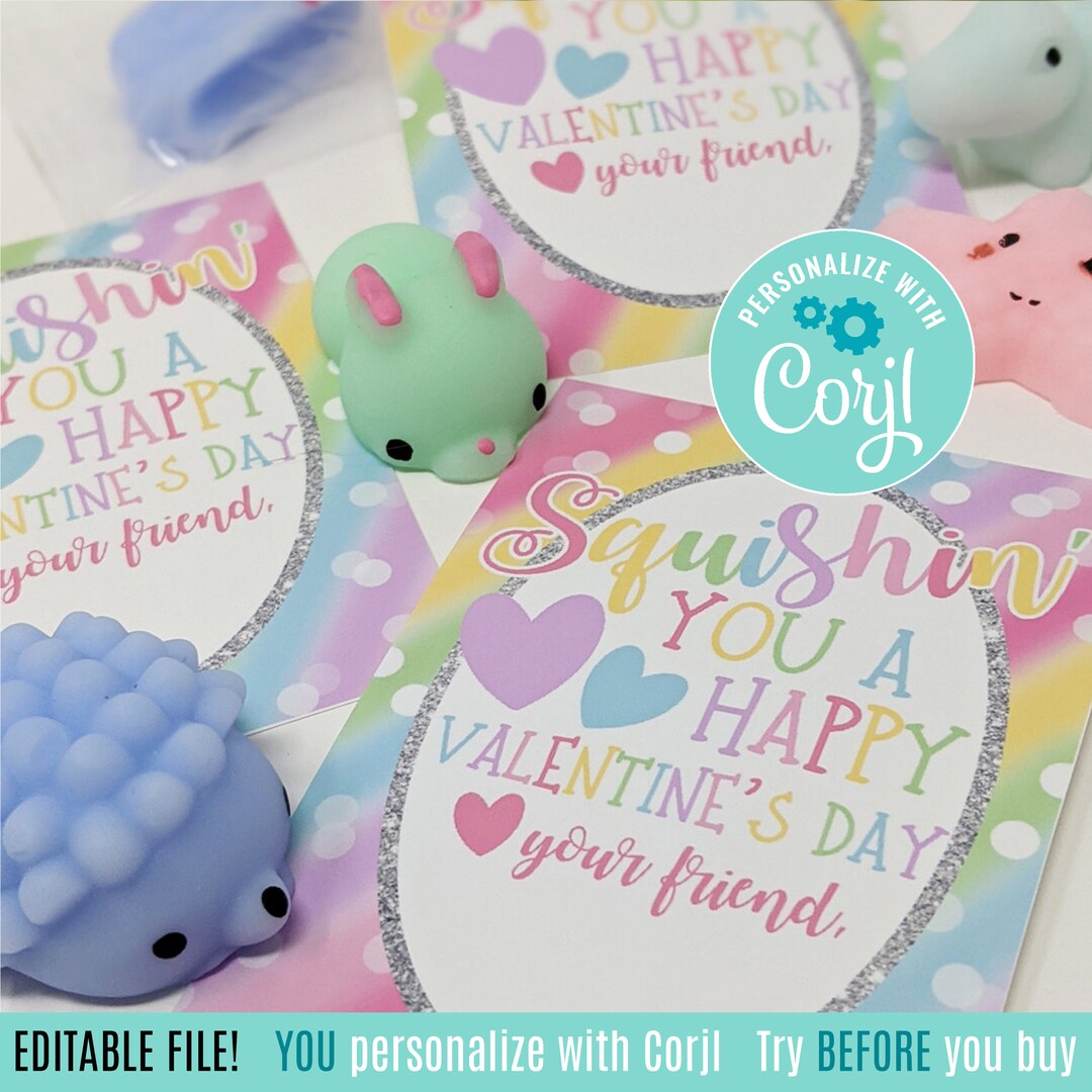 Editable Squishy Toy Valentine's Day Printable Gift Tags Squisin' You ...