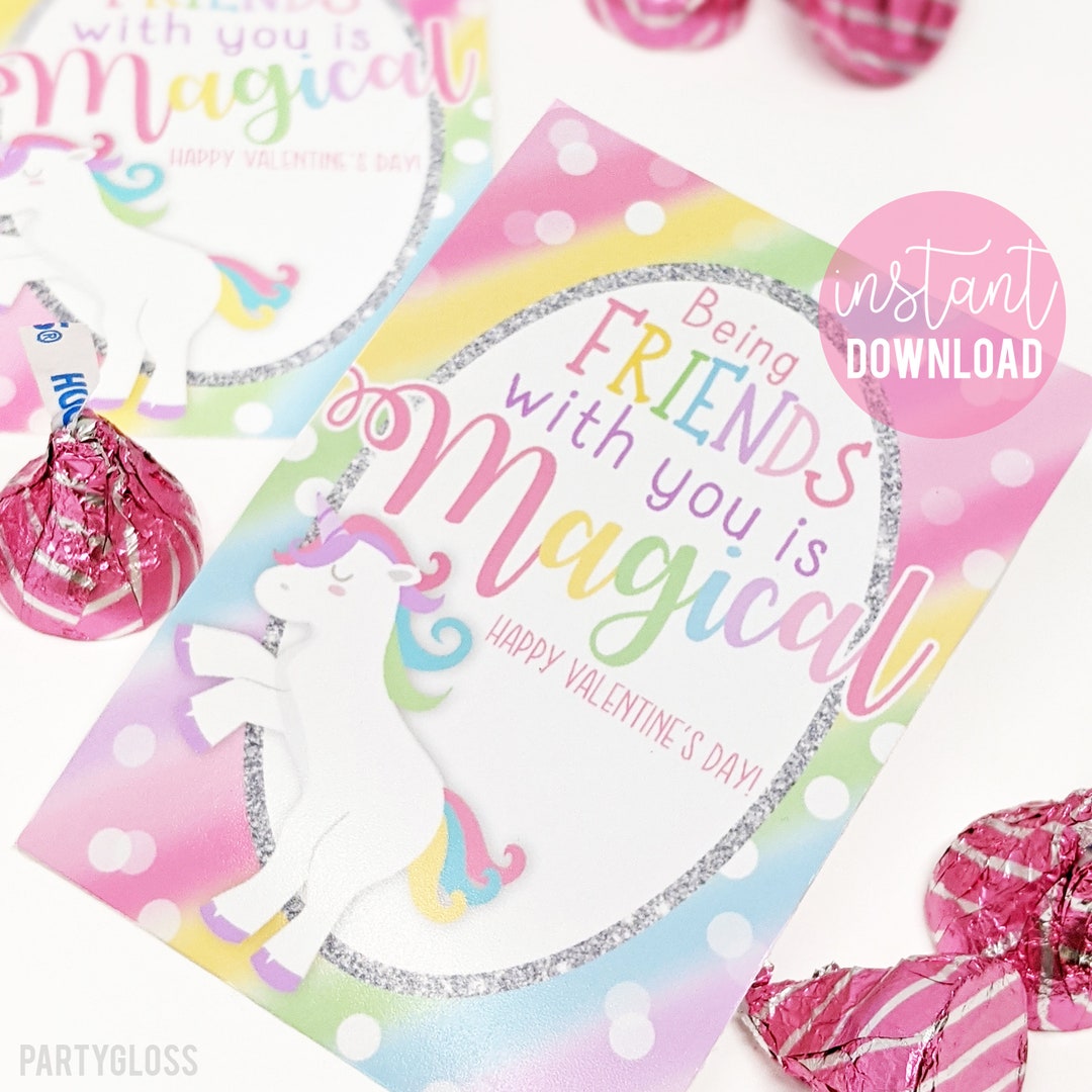 Unicorn Valentine's Day Printable Tags Magical Valentine Rainbow Class ...