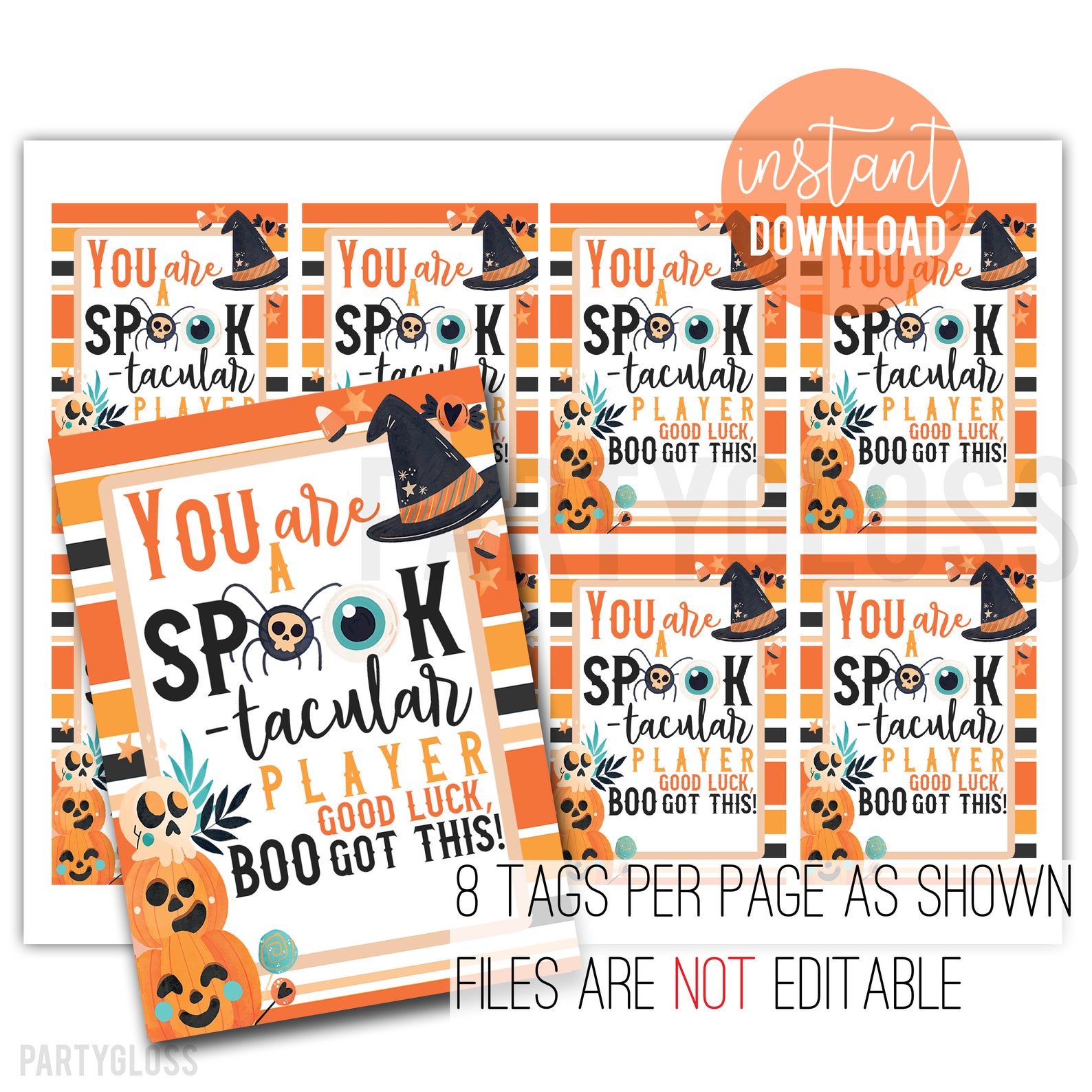 Halloween Good Luck Printable Gift Tags, Sports Candy Tags Team ...