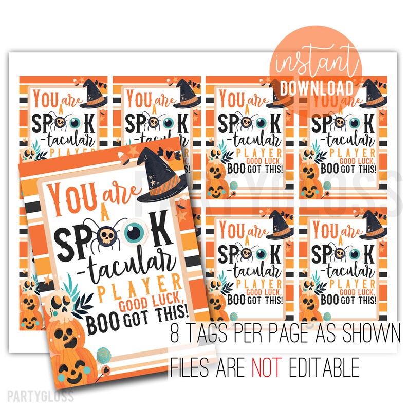 Halloween Good Luck Printable Gift Tags, Sports Candy Tags Team ...
