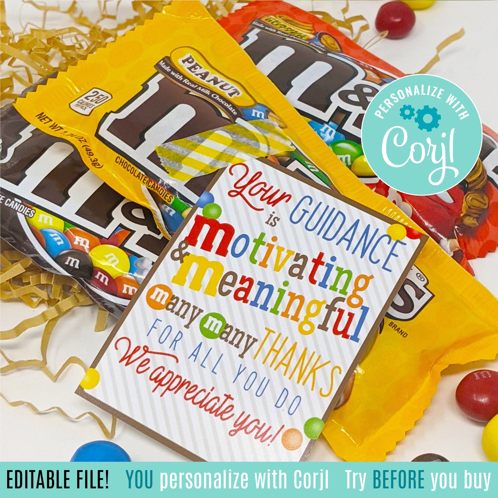 Editable Counselor Appreciation Printable Tag Coworker Tags - Etsy