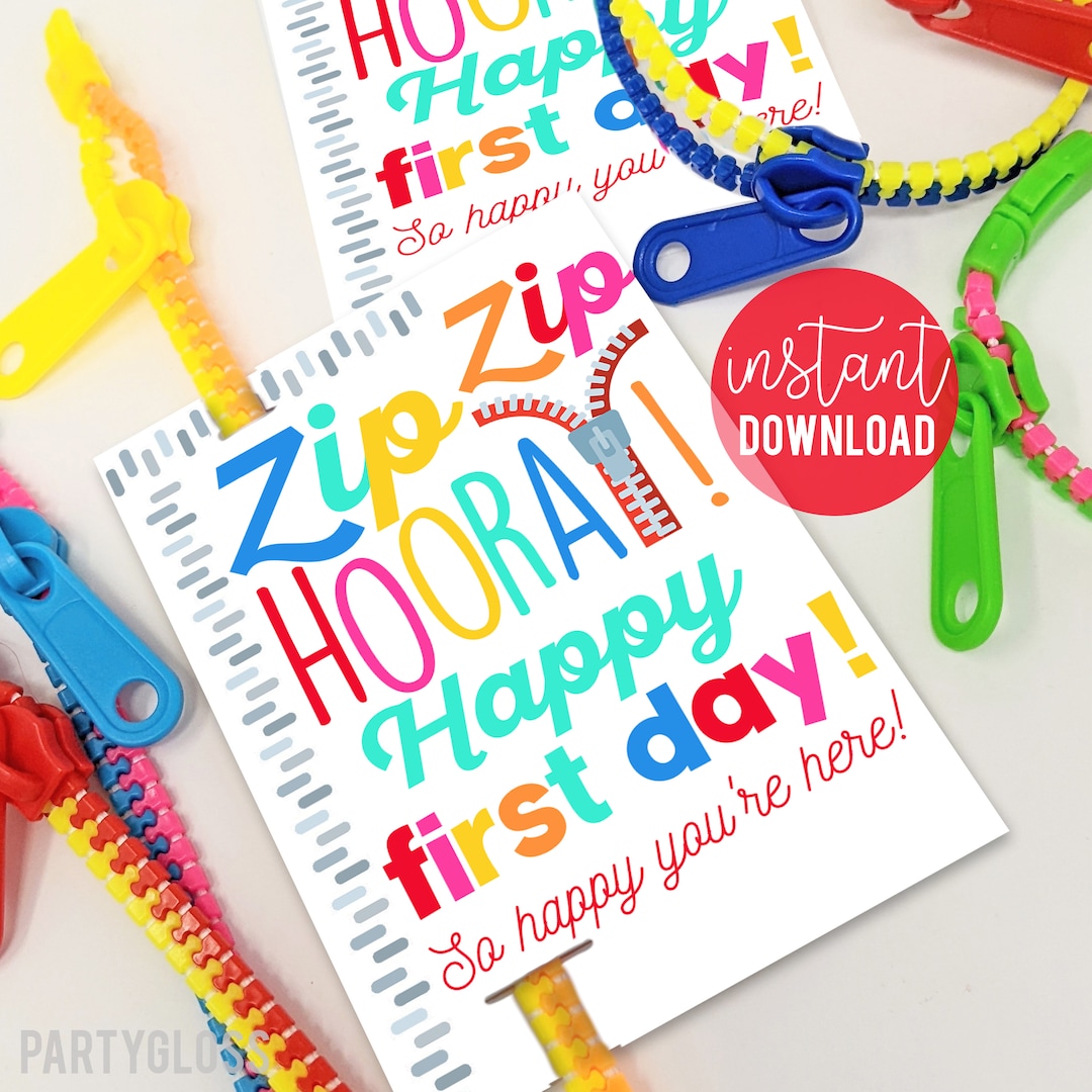 Zipper Bracelet First Day of School Printable Tags, Non Food, Zipper ...