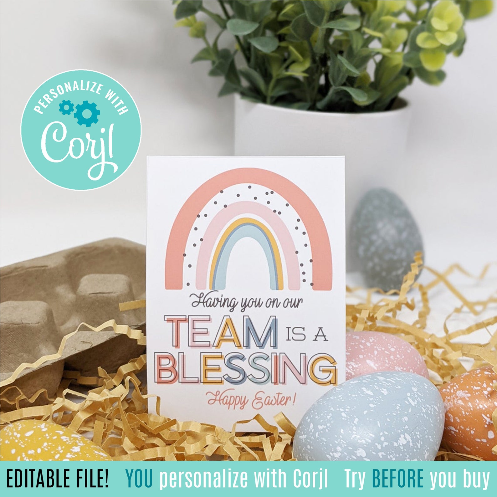 Editable Team Appreciation Printable Tags Easter Spring Boho - Etsy