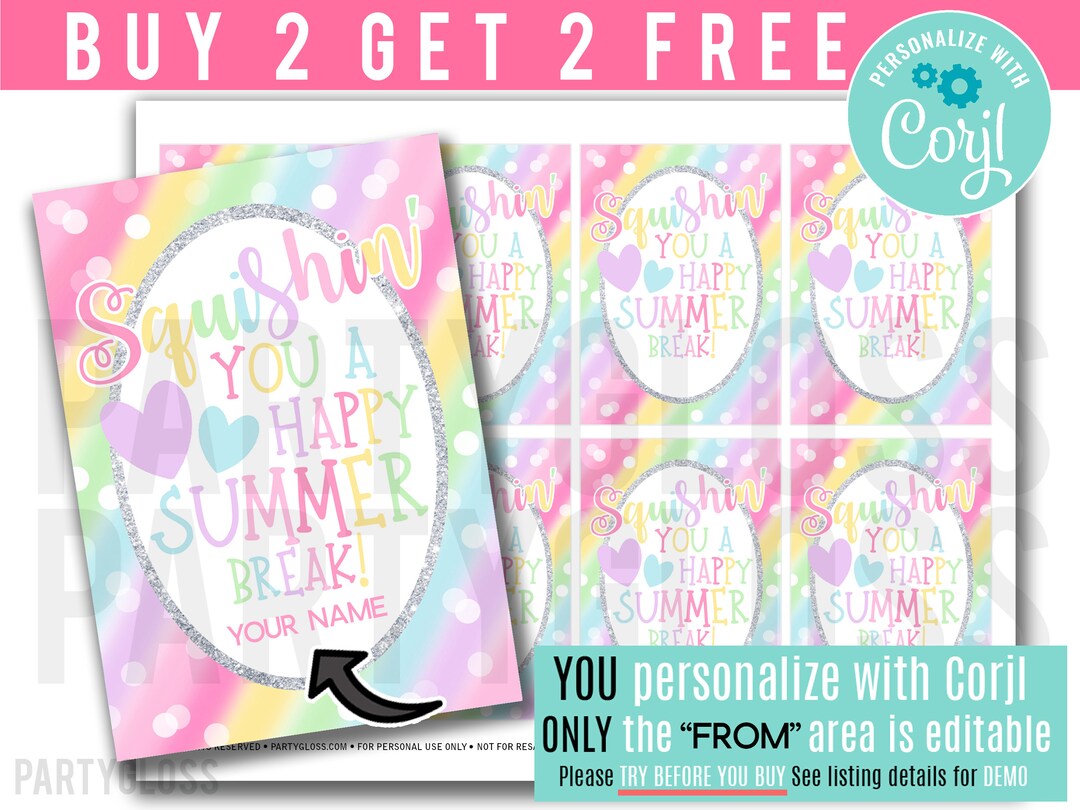 Editable Squishy End of the Year Printable Tags, Non Food, Squishin ...