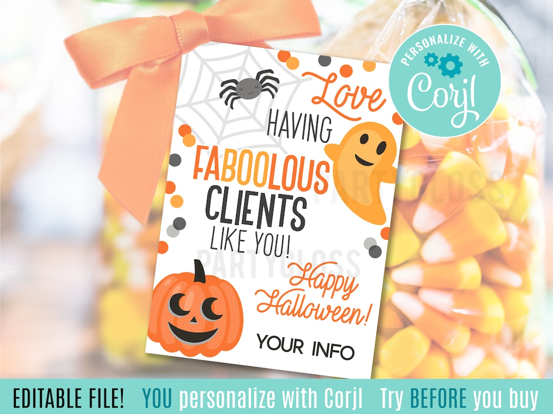 Editable Halloween Client Appreciation Printable Gift Tags, Customer ...
