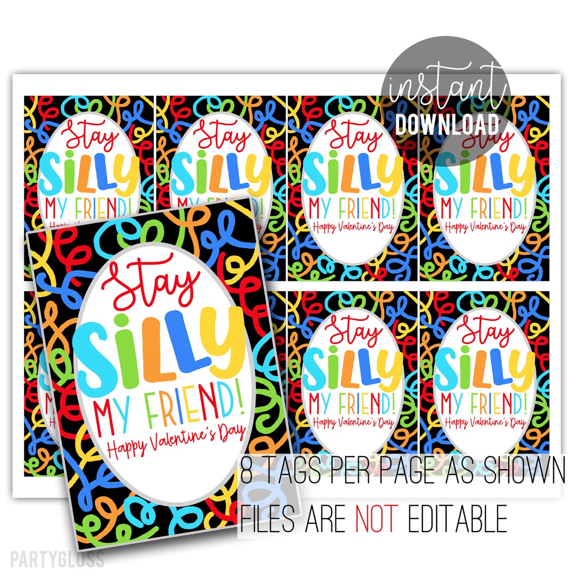 Silly Straw Valentine's Day Printable Crazy Straw - Etsy