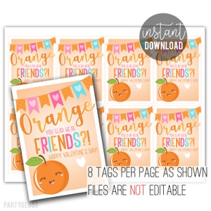 Orange Valentine's Day Printable Tags Cuties Valentine Healthy Class ...