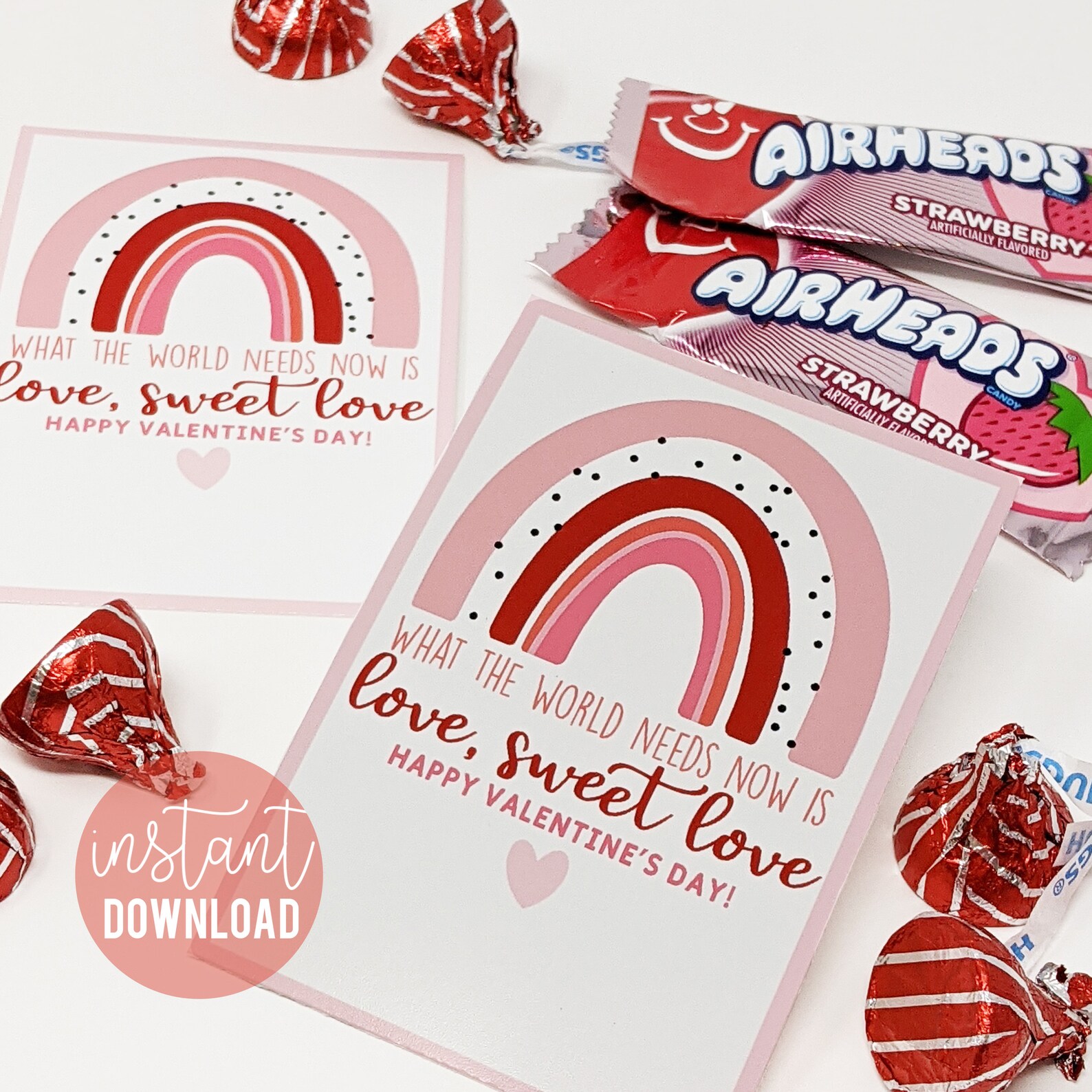 Boho Rainbow Valentine's Day Printable Love Sweet Love | Etsy