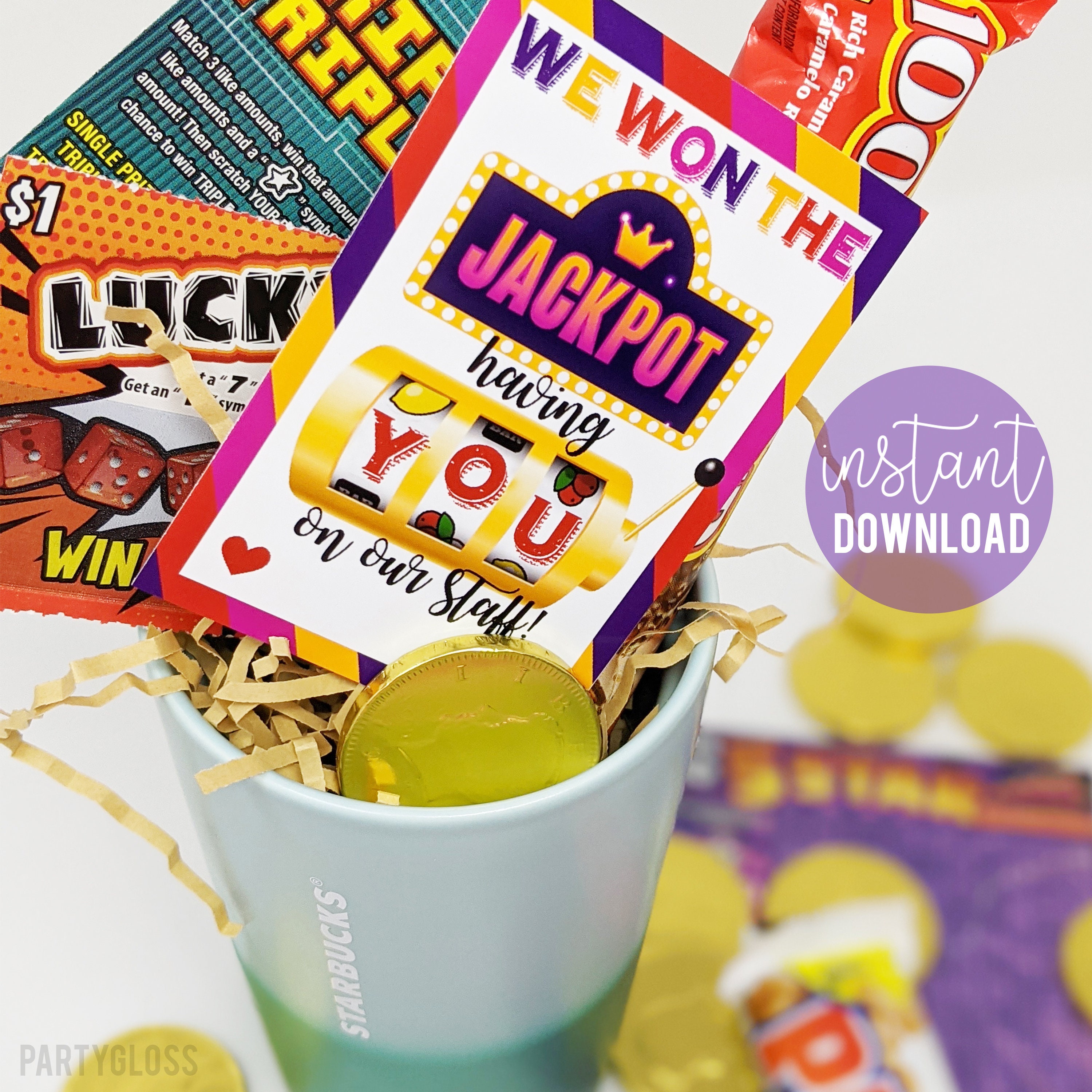 Paper & Party Supplies Labels Lottery Gift Tag Printable We Won the ...