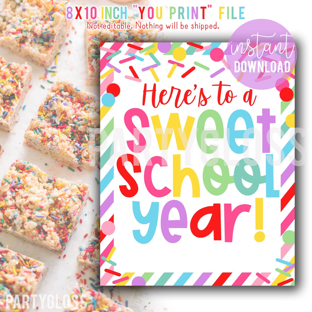 Back to School 8x10 Print Sign Here's to A Sweet Year First Day of ...