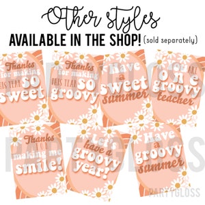 Groovy Teacher Appreciation Printable Gift Tags, Hippie Boho Daisy ...