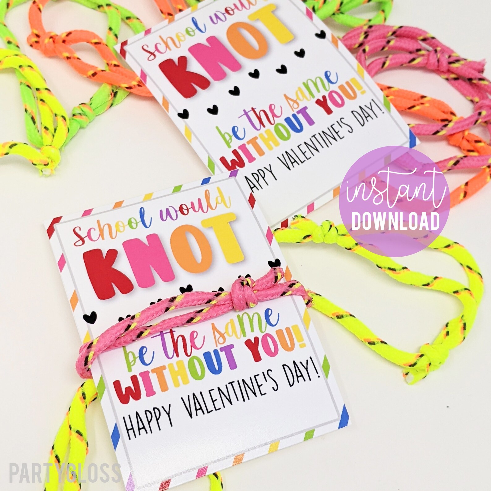 Bracelet Valentine's Day Printable Tag, Knot Be the Same Valentine Non ...