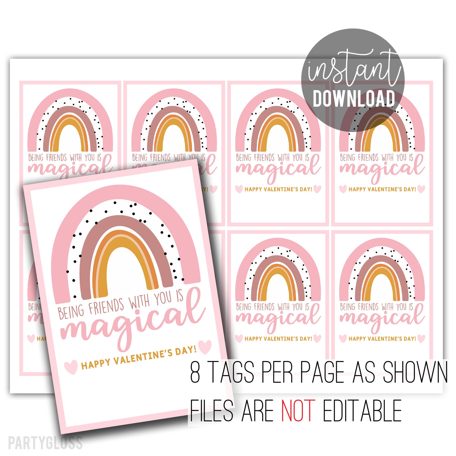 Boho Rainbow Valentine's Day Printable Magical Valentine - Etsy